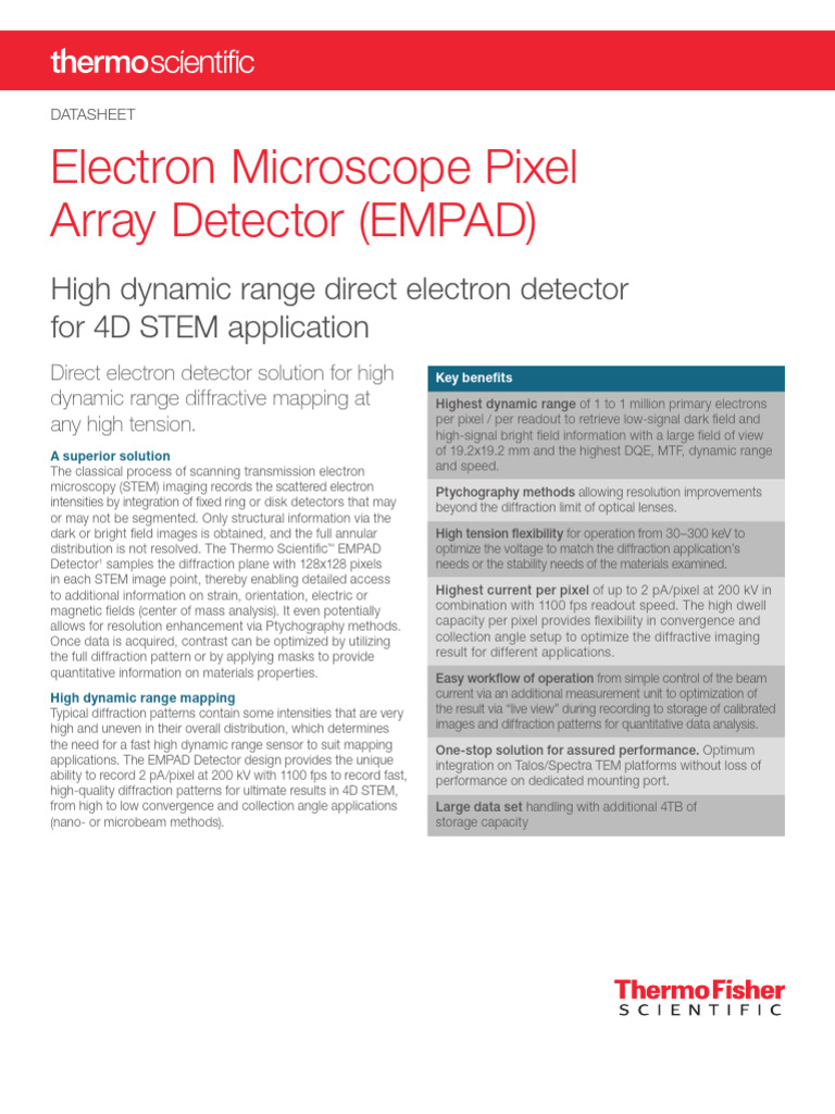 EMPAD Datasheet | Download Free PDF | Optics | Atomic