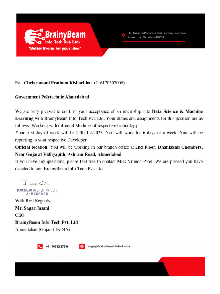 Joining Letter | PDF