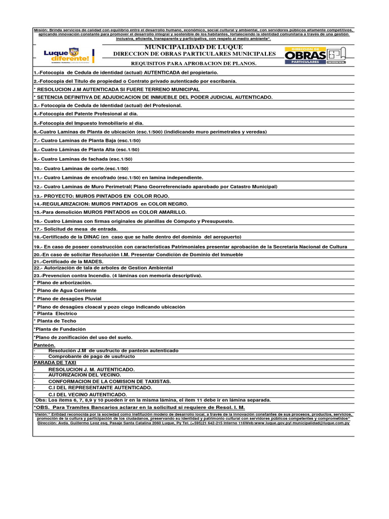 REQUISITOS-DE-APROBACION-DE-PLANOS Luque | PDF