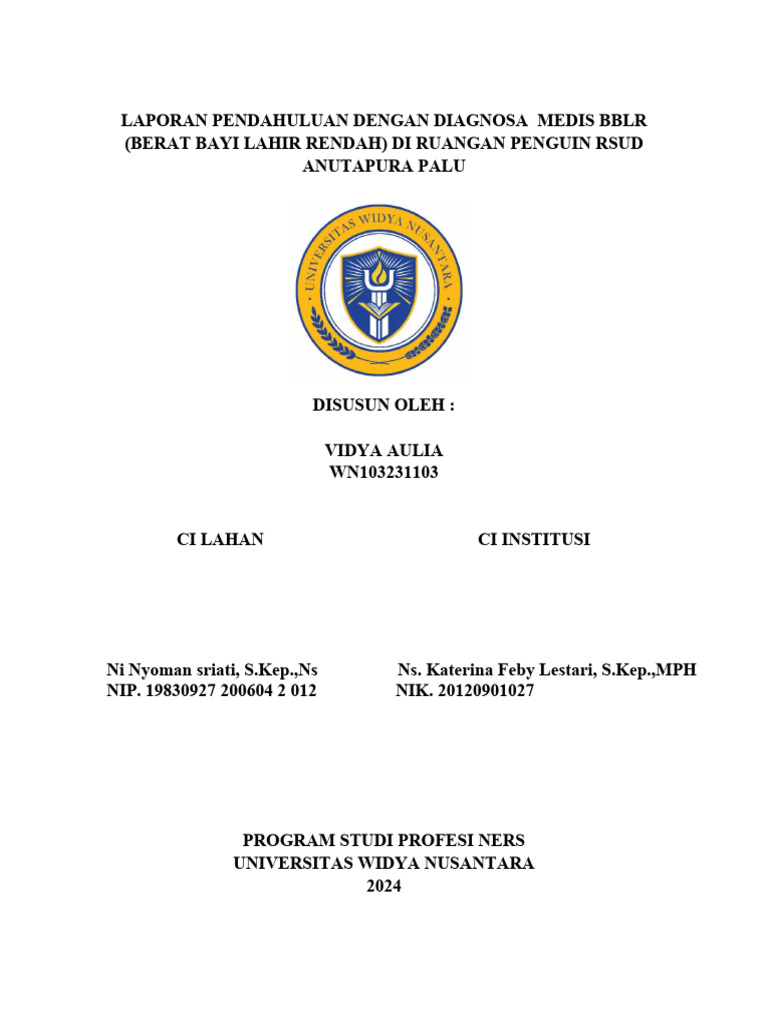 Laporan BBLR di RS Anutapura Palu | PDF | Pengembangan Diri