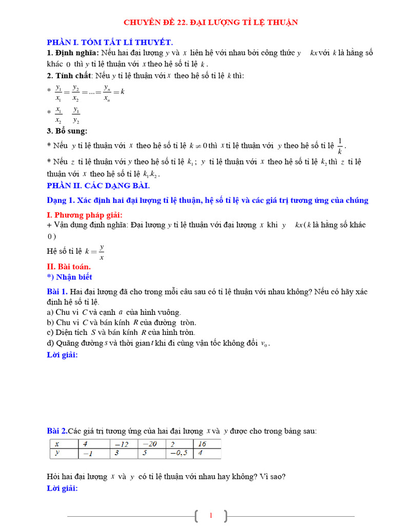 ĐS7 - CĐ13. Dai Luong Ti Le Thuan | PDF