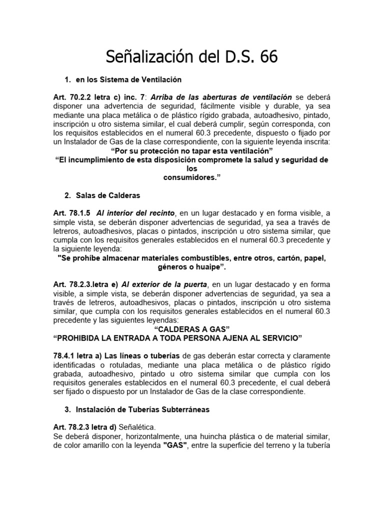 Señalización Del D.S. 66 | PDF