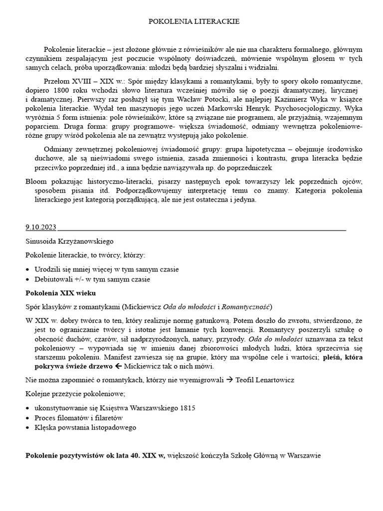 Pokolenia Literackie | PDF