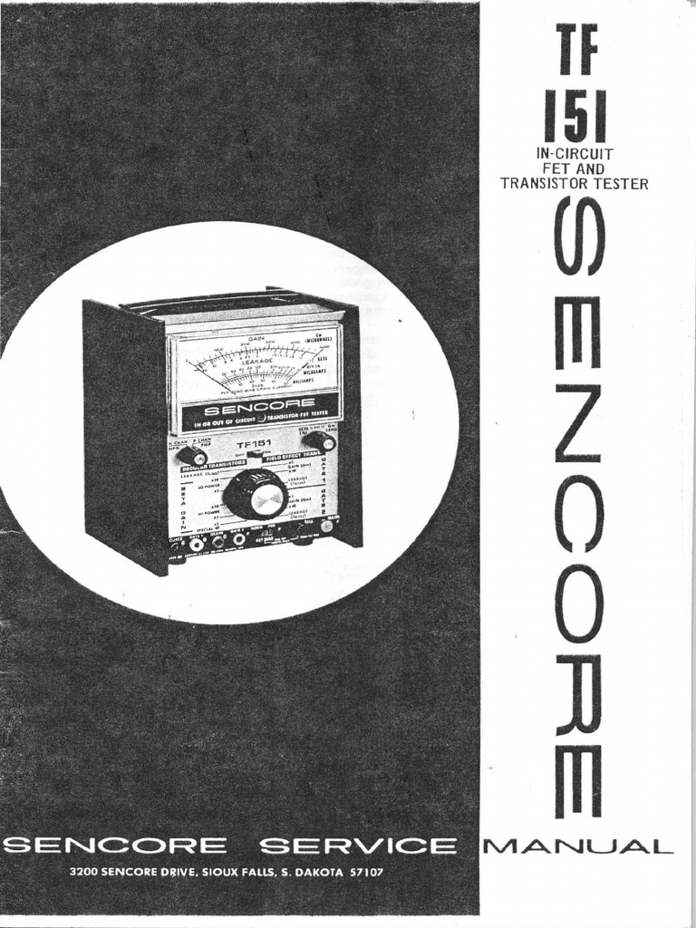 Sencore TF 151 | PDF | Field Effect Transistor | Transistor