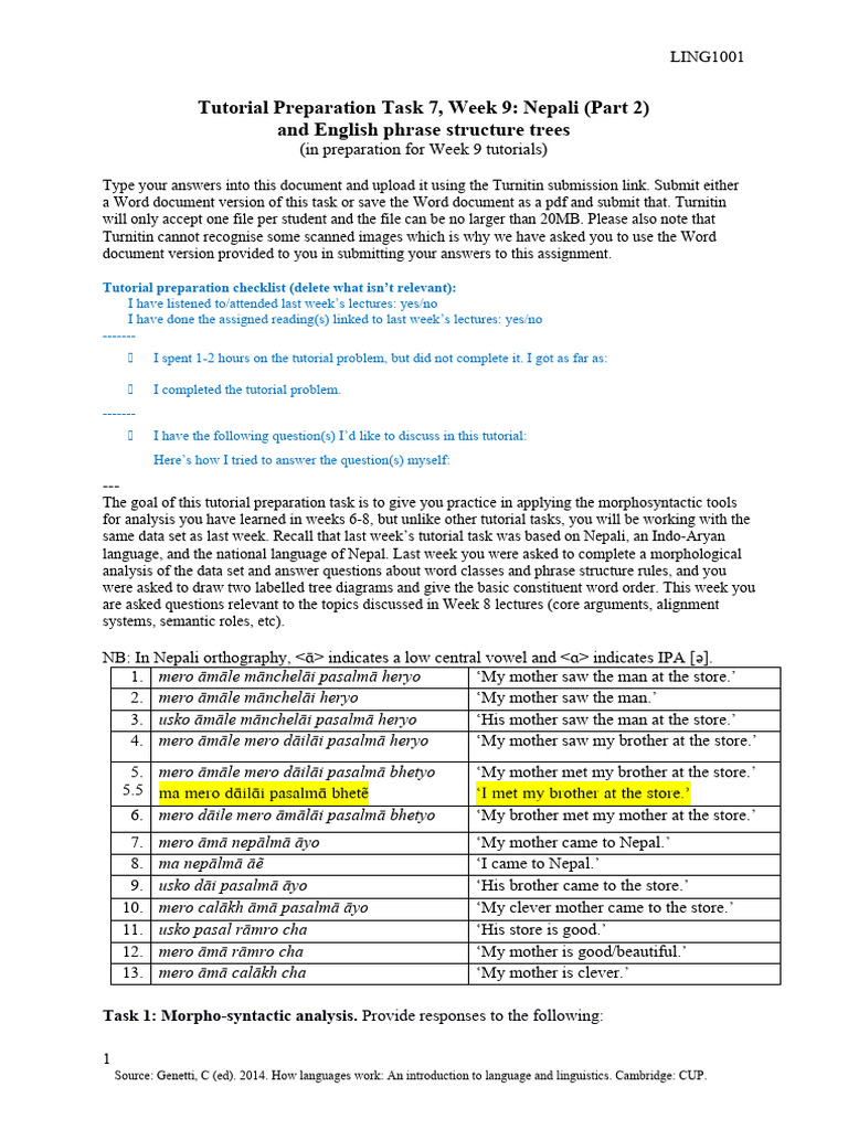 Week 9 Tutorial Task 7 | Download Free PDF | Phrase | Adjective