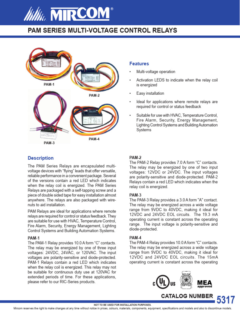 PAM Series Multi-Voltage Relays Overview | PDF | Relay | Electrical ...