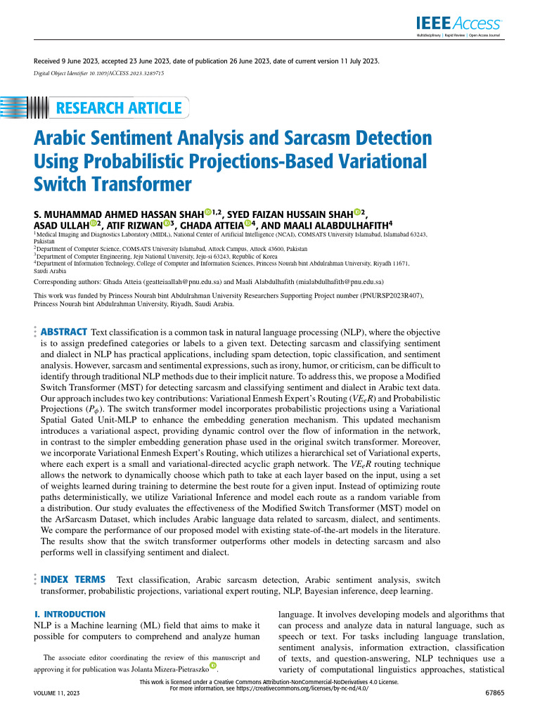 Arabic Sentiment Analysis and Sarcasm Detection Using Probabilistic Projections-Based ...