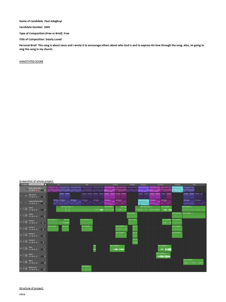 Composition Score Template - Free | PDF | Song Structure | Musical ...