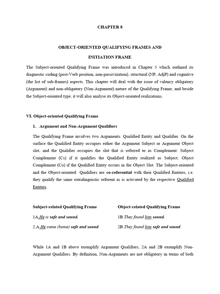 Object-Oriented Qualifying Frames Explained | PDF | Syntax | Linguistic Typology