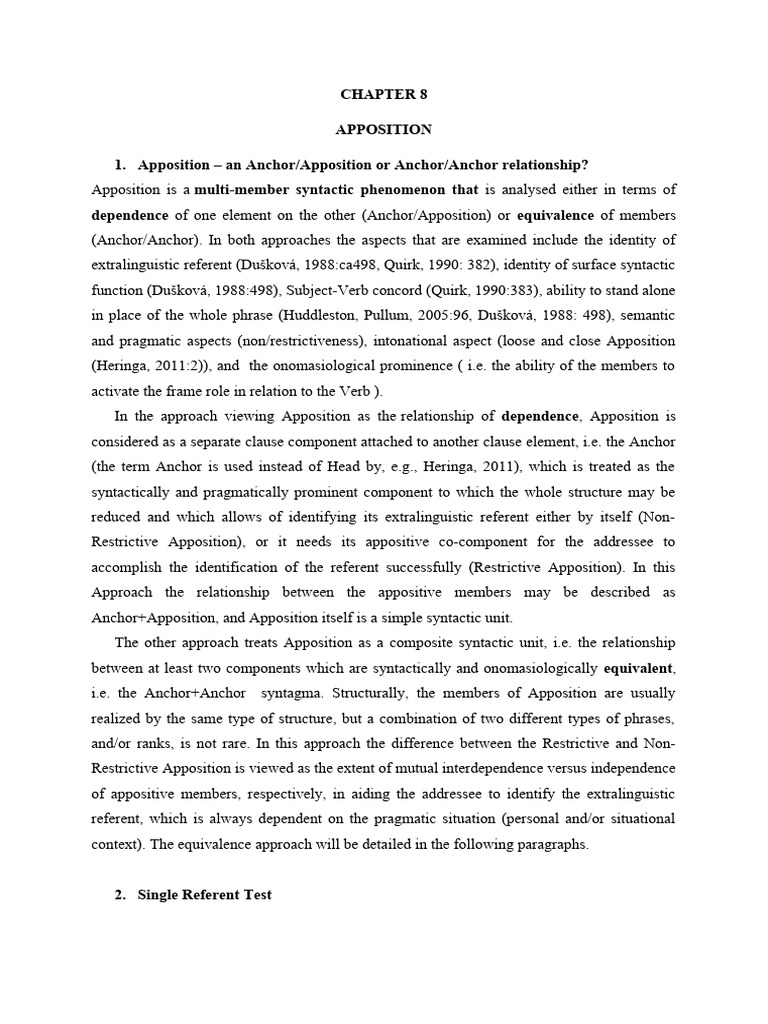 Chapter 8 Apposition | PDF | Subject (Grammar) | Syntax