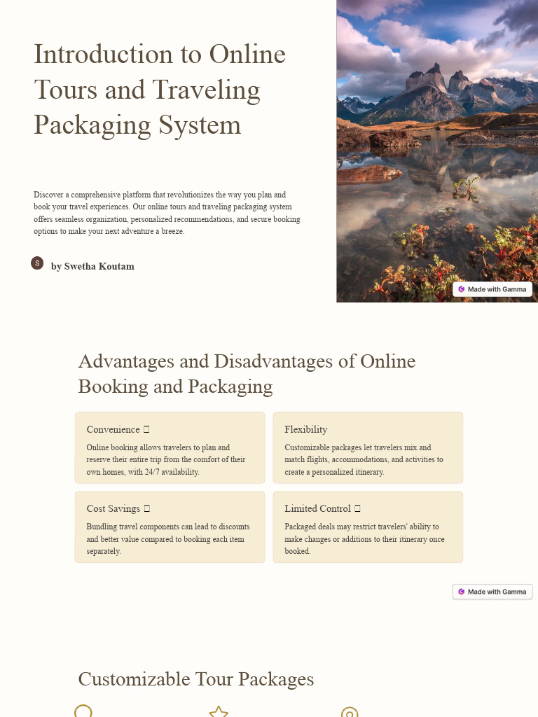 Introduction To Online Tours and Traveling Packaging System | PDF ...