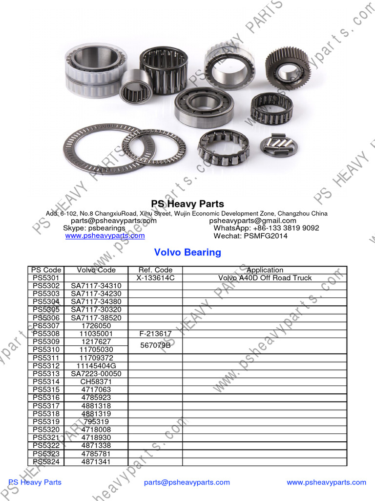 Volvo Bearing Catalogue | PDF