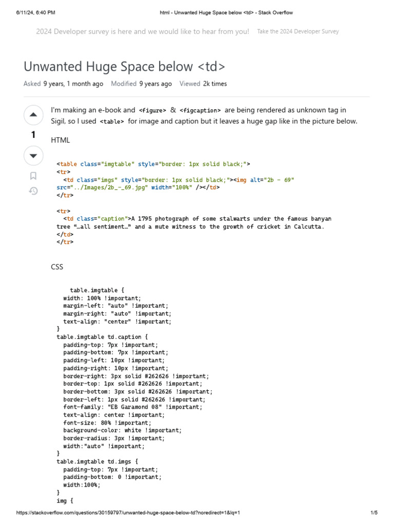 HTML - Unwanted Huge Space Below - TD - Stack Overflow | PDF | Text | Computing