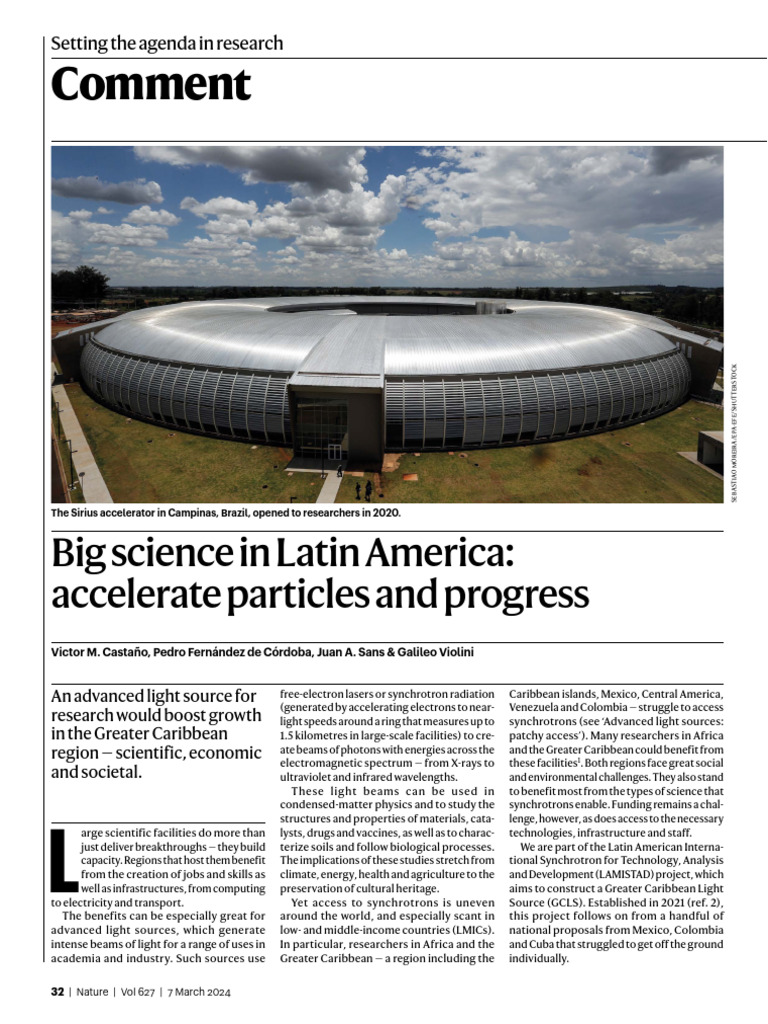 Comment: Big Science in Latin America: Accelerate Particles and ...