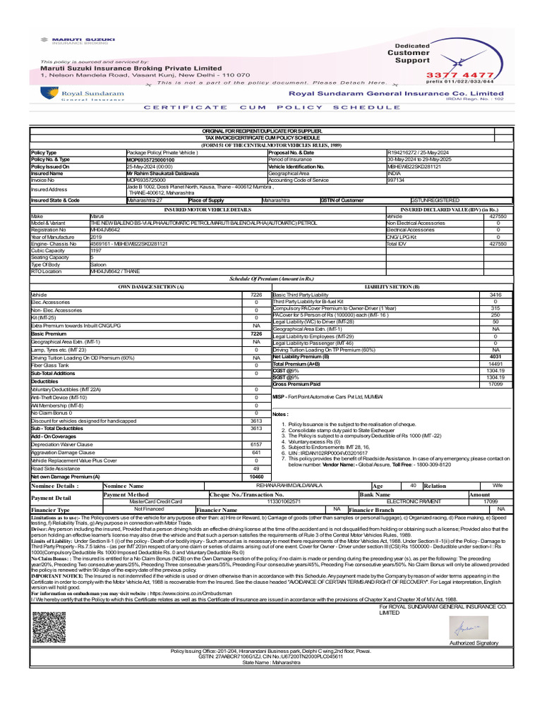 MOP6935725000100 | PDF | Deductible | Insurance