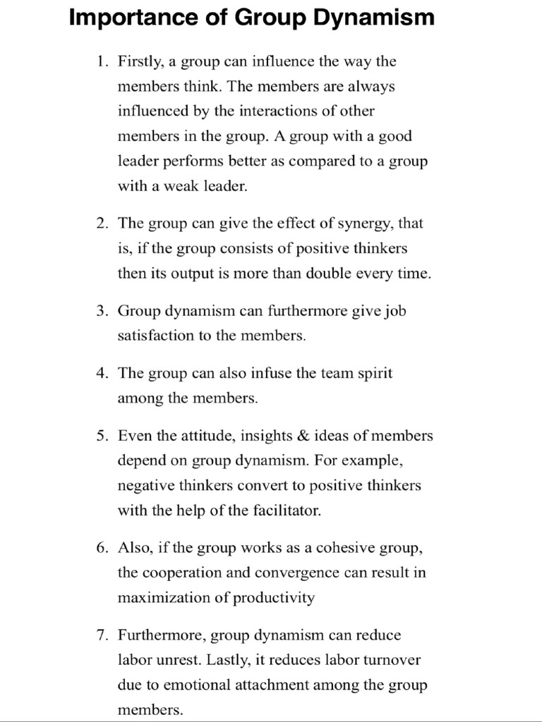 Importance of Group Dynamics | PDF