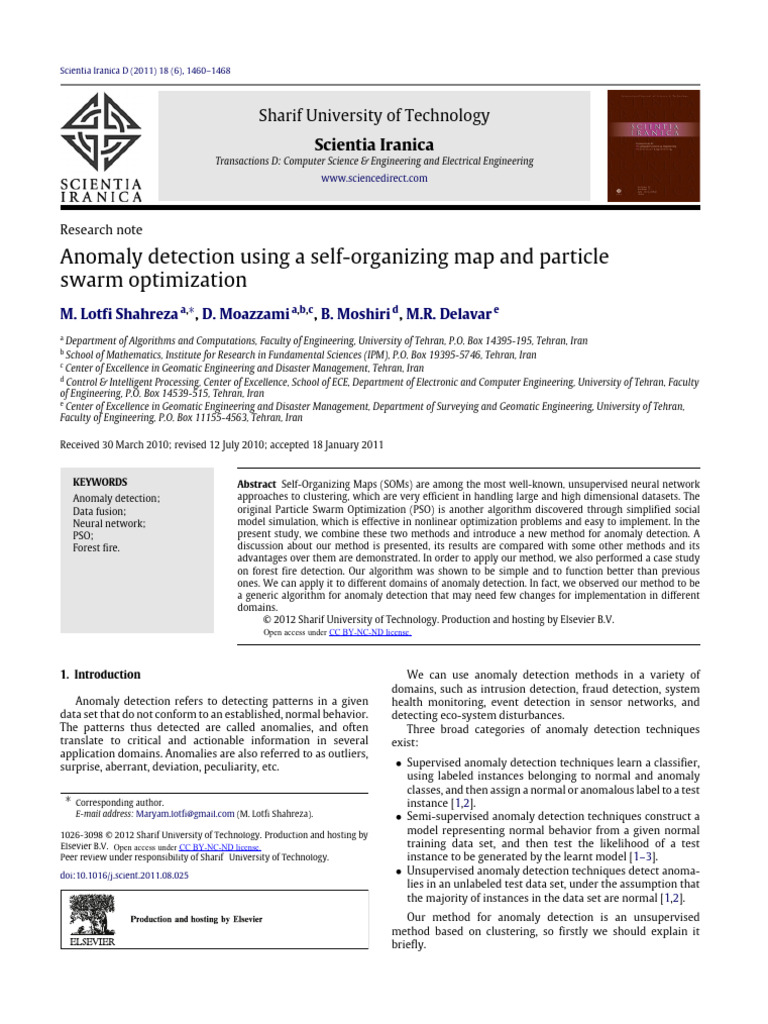 Anomaly Detection Using SOM and Particle Swarm Optimization | PDF | Cluster Analysis ...