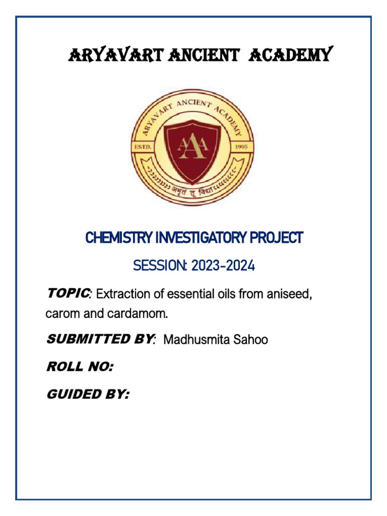 Madhu Chem Project | PDF | Essential Oil | Distillation
