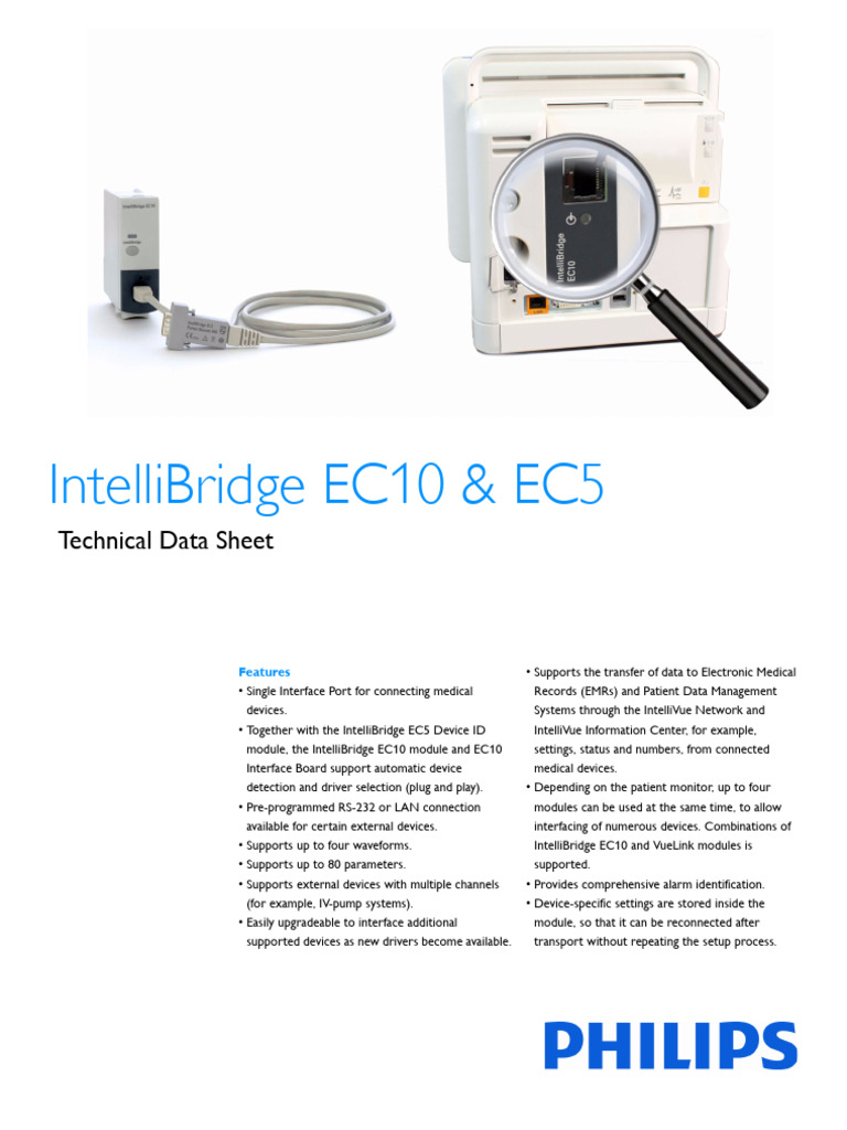 Philips IntelliBridge EC10 EC5 Technical Data Sheet | PDF | Monitoring ...