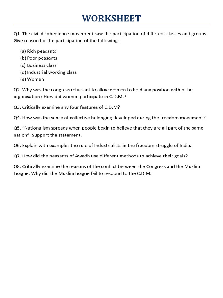 Civil Disobedience Movement Study | PDF