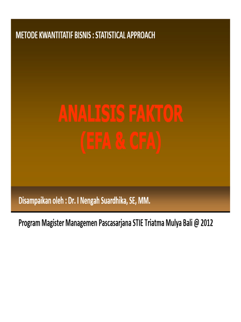 06-ANALISIS FAKTOR (EFA & CFA) (Compatibility Mode) | PDF | Metode & Bahan Ajar