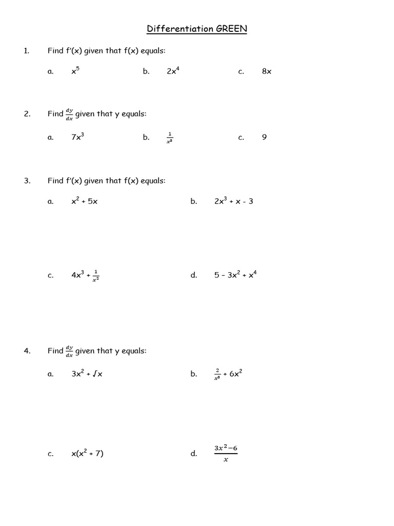 Differentiation Questions | PDF | Mathematical Analysis