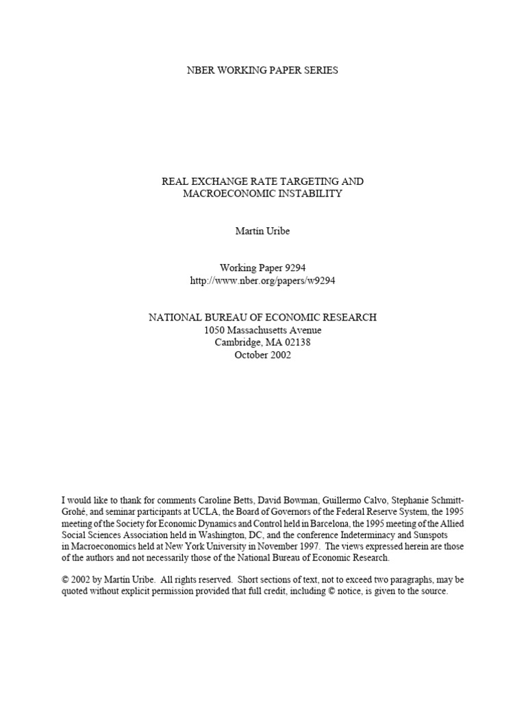 Nber Working Paper Series | PDF | Exchange Rate | Devaluation