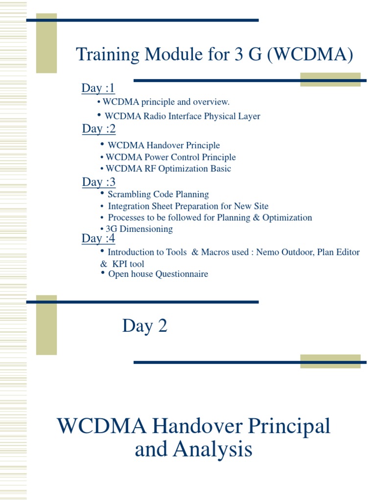 Training on WCDMA Network Planning and Optimization | PDF | Code Division Multiple Access ...