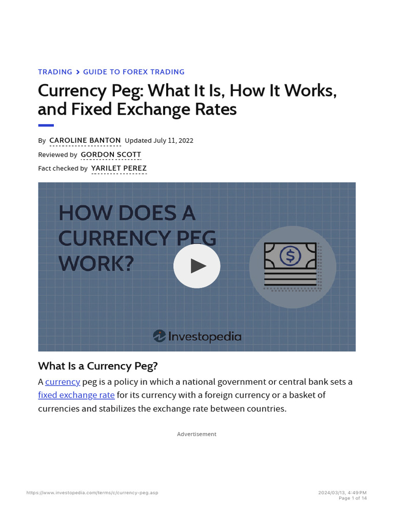 Currency Peg - What It Is, How It Works, and Fixed Exchange Rates | PDF ...