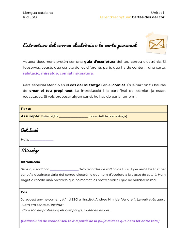Teoria - Estructura Correu o Carta Personal | PDF
