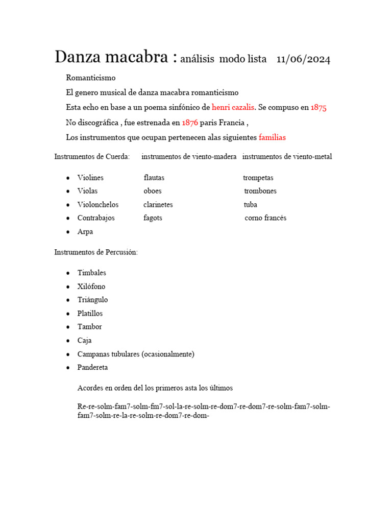 Danza Macabra | PDF | Instrumentos musicales | Orquestas