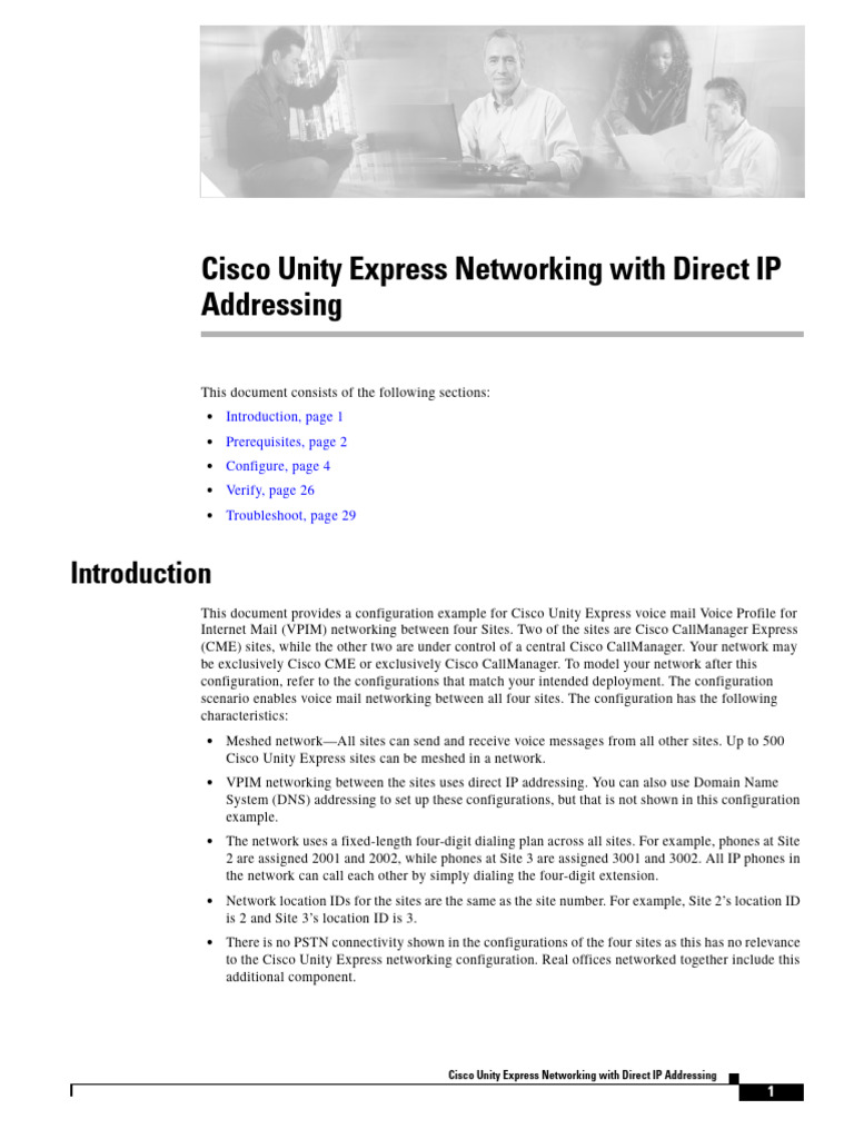 Cisco Unity Express Networking With Direct IP Addressing | PDF | Ip Address | Router (Computing)