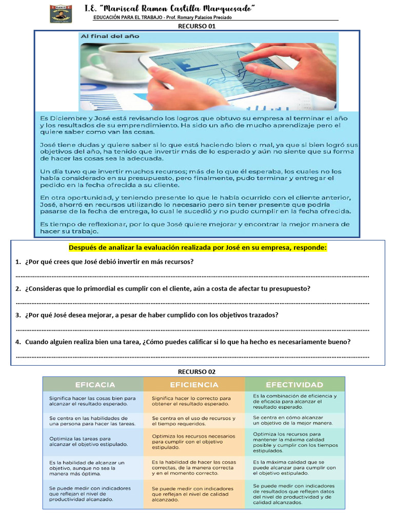 Recurso Act 05 - Exp 3 Para Tercer Año | Descargar gratis PDF | Economias