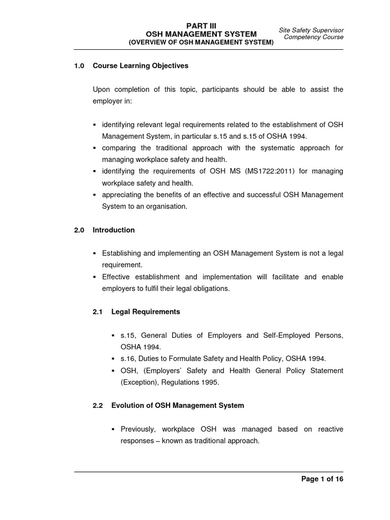 Overview of OSHMS | PDF | Occupational Safety And Health | Safety