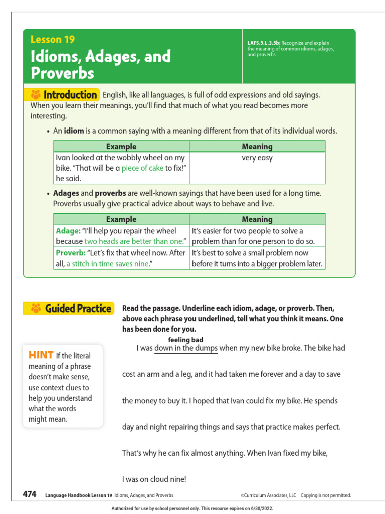 Idioms Adages and Proverbs | PDF | Proverb | Idiom