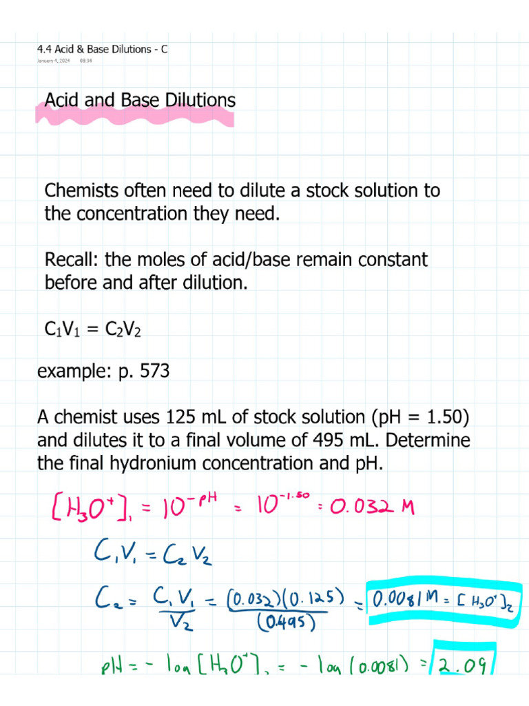 4 Acid and Base Dilutions | PDF