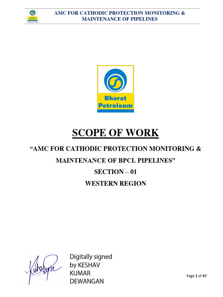 ANNEXURE IV Scope of Work AMC For CP MonitoringMaintenance of ...