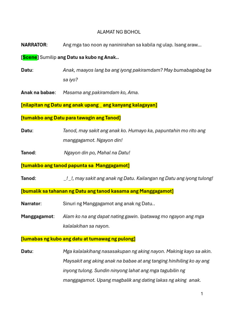 Alamat NG Bohol Theatrical 2 | PDF