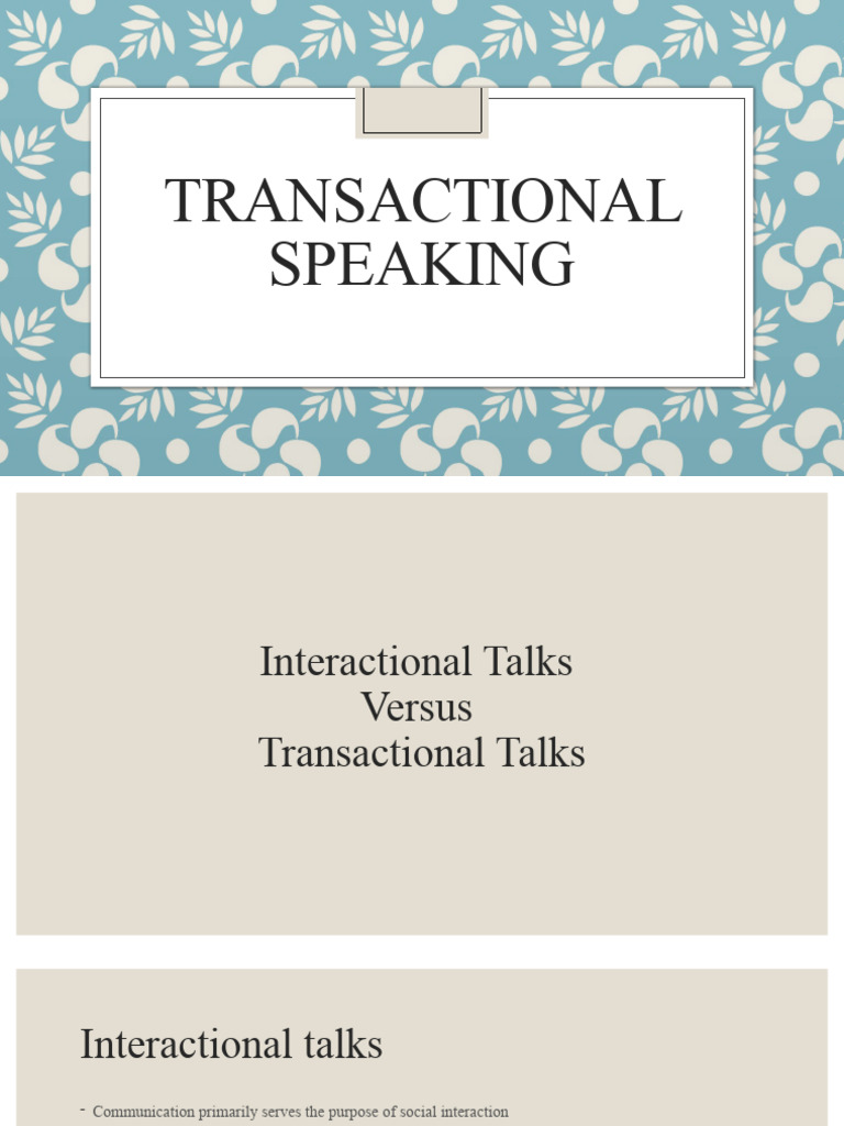 Transactional Speaking 1 | PDF | Business