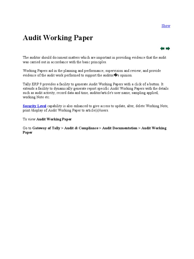 Audit Working Paper: Security Level | PDF | Voucher | Audit