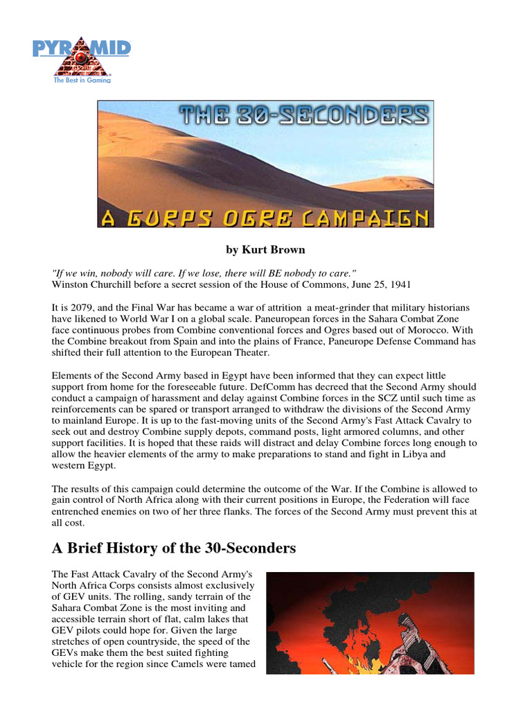 The 30-Seconders (Campaign For GURPS Ogre) | PDF | Cavalry | Military