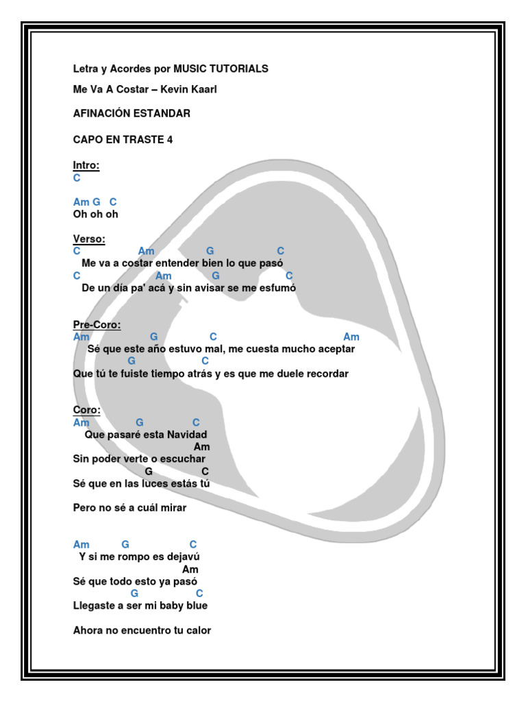 Me Va A Costar Kevin Kaarl Letra y Acordes | PDF