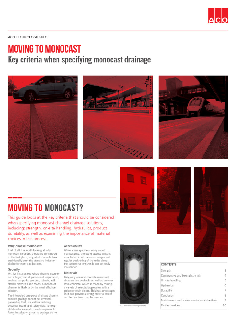 ACO Moving To Monocast-Key Criteria | PDF | Concrete | Friction
