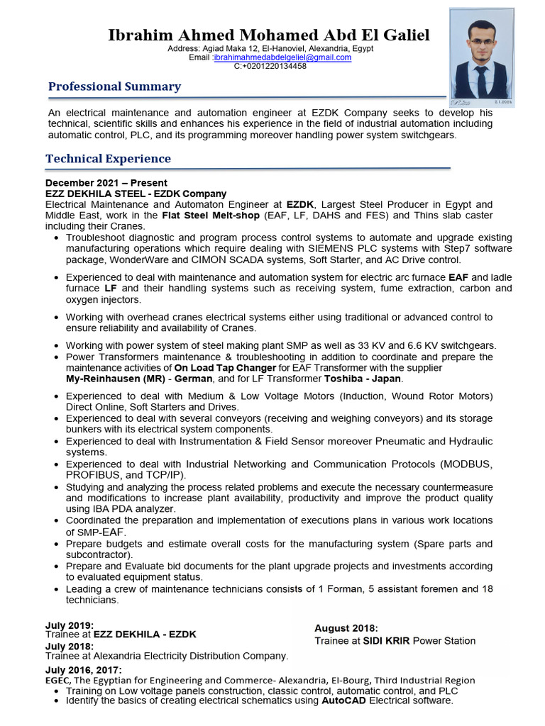 CV - Ibrahim 28.2.2024.rev2 | PDF | Automation | Programmable Logic Controller