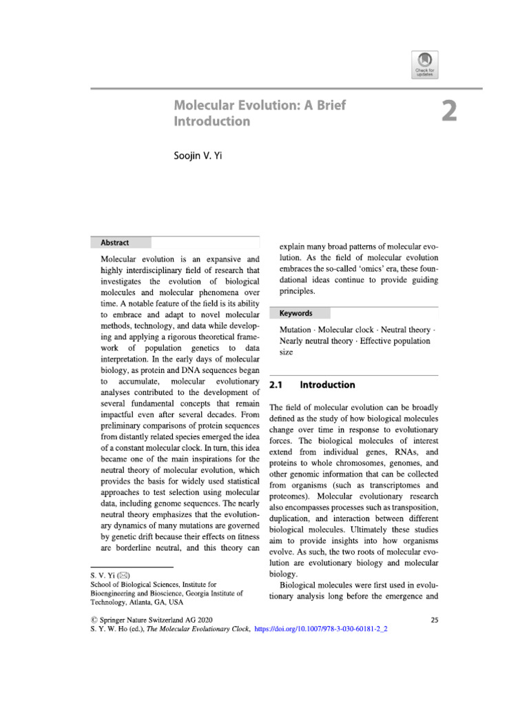 Molecular Evol 20 Brief Mole Vo | PDF