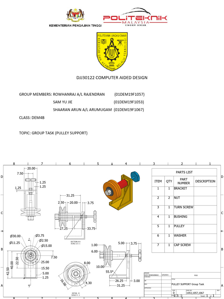 1053,1057,1067 Drawing (Pulley Support) | PDF | Metalworking