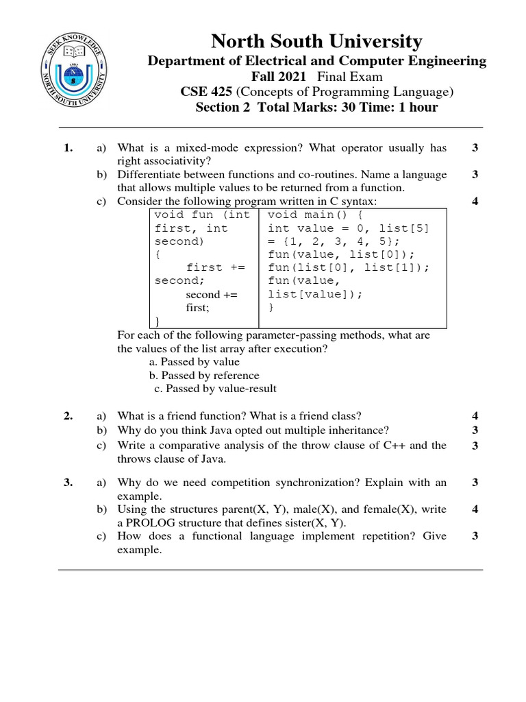 CSE425.2 - Fall 2021 - Final 9-16 | PDF