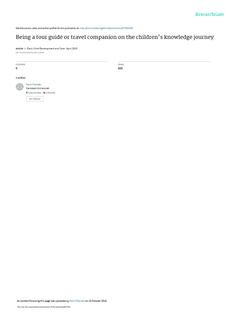 Being A Tour Guide or Travel Companion On The Children's Knowledge Journey | PDF | Learning ...