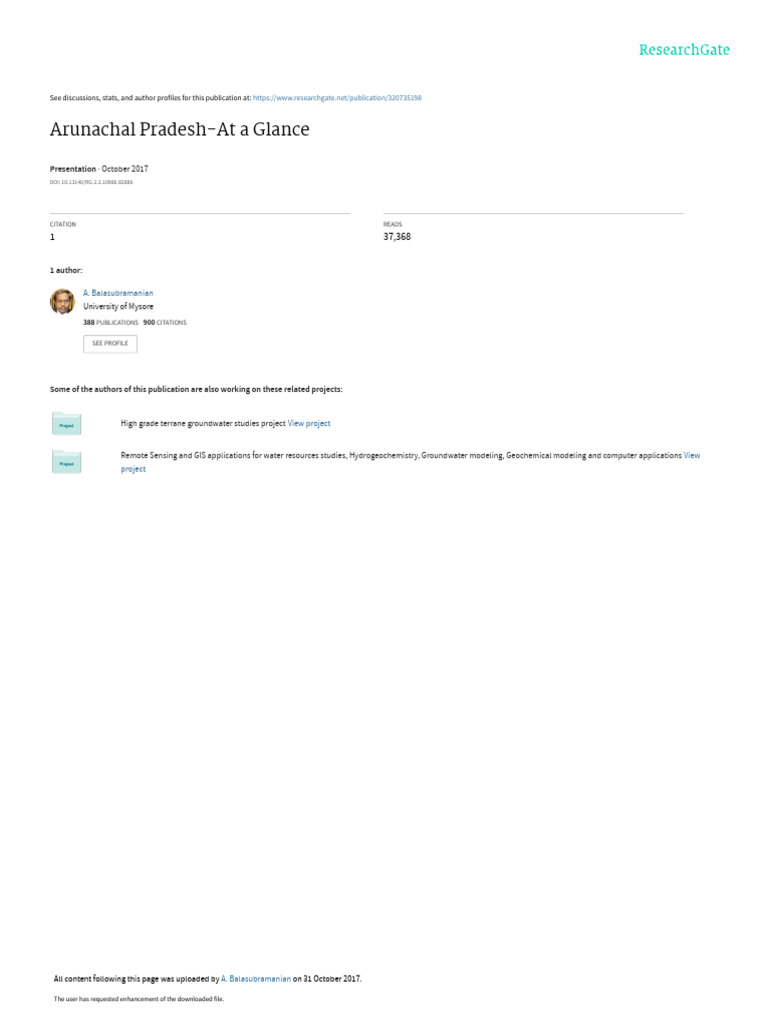 ArunachalPradesh AtaGlance | PDF | Science & Mathematics