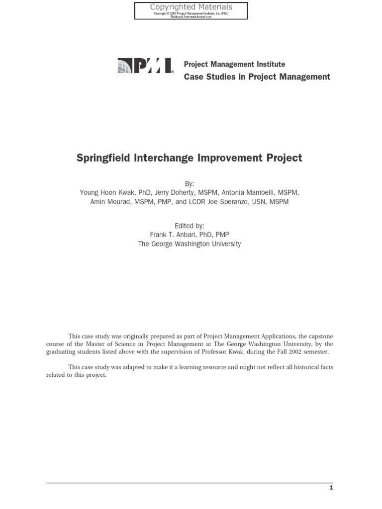 Case Studies in Project Management - Springfield Interchange ...